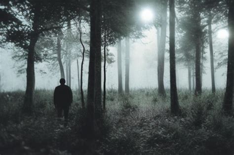 Premium Ai Image Silhouette Of Lone Man In Forest