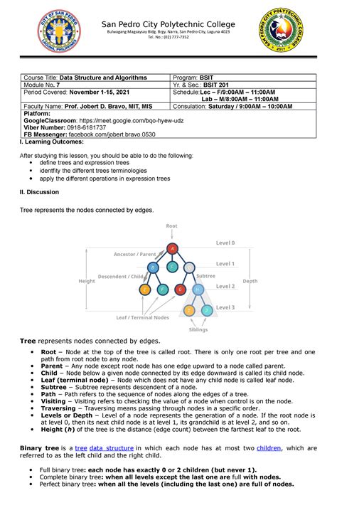 Bravo Data Struc Module7 San Pedro City Polytechnic College Bulwagang Magsaysay Bldg Brgy