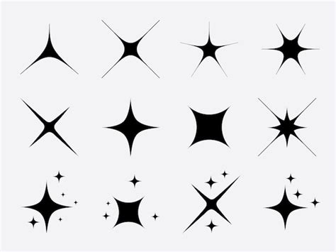 스파클 스타 아이콘 세트 간단한 스타 버스트 기호 터 일러스트레이션 프리미엄 벡터