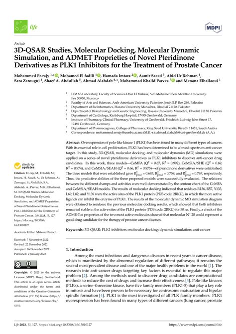 Pdf 3d Qsar Studies Molecular Docking Molecular Dynamic Simulation