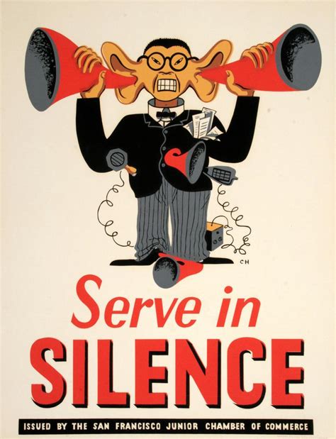 Original Vintage Wwii Poster Serve In Silence By C H 1943 Japanese