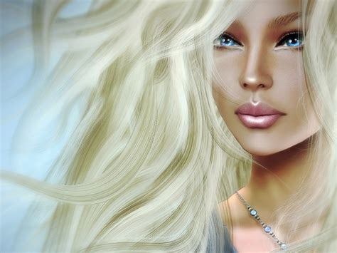 Blondynka Błękitne Oczy Portret Grafika