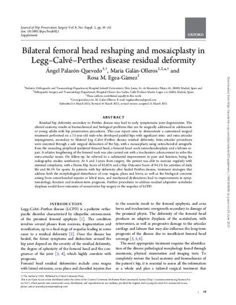 Pdf Bilateral Femoral Head Reshaping And Mosaicplasty In Leggcalvé
