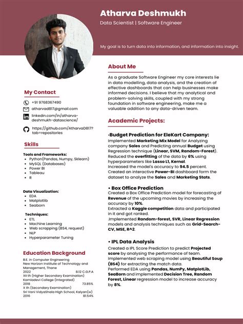 Atharva Deshmukh Resume Pdf Pdf Data Analysis Data Science