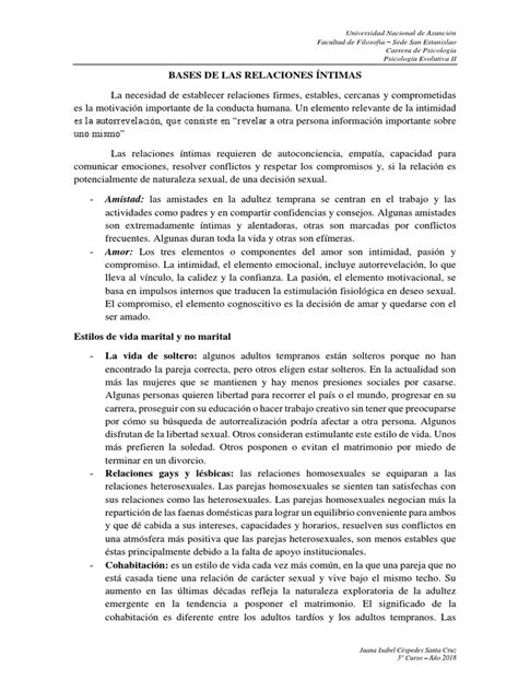 Bases De Las Relaciones Íntimas Pdf Adultos Relaciones