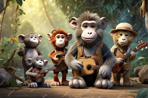 Premium Photo 3d Animated Fantasy Monkey Character Illustration