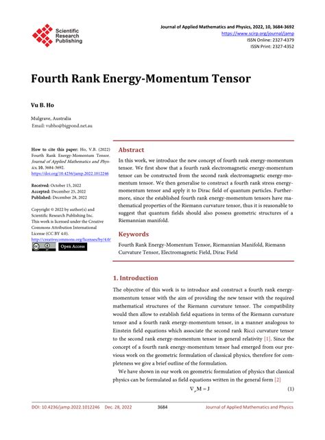 Pdf Fourth Rank Energy Momentum Tensor