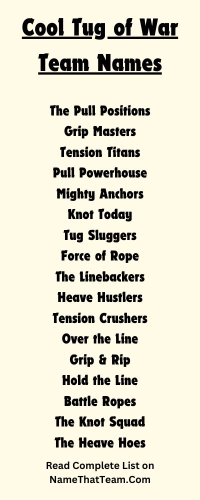 750 Epic Tug Of War Team Names From Funny To Fierce