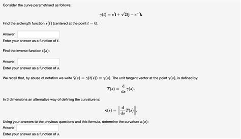 Solved Consider The Curve Parametrised As Follows Chegg