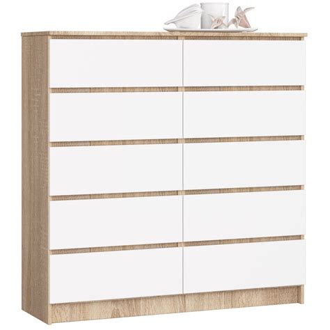 Commode AKORD K Chêne Sonoma Blanche cm tiroirs