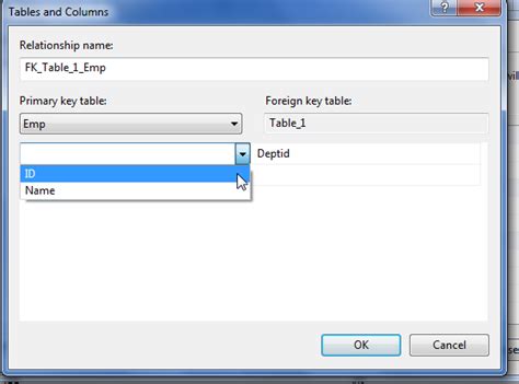 Aspdotnet Sharepoint Sql Serverhow To Create A Foreign Key Relationship
