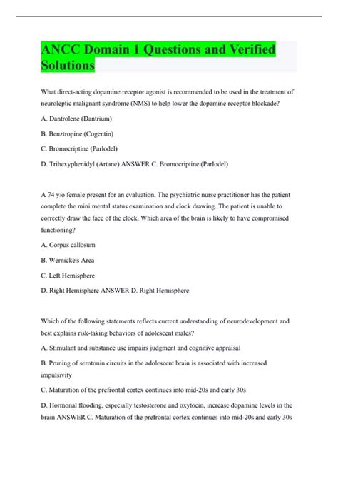 Ancc Domain 1 Questions And Verified Solutions Ancc Stuvia Us