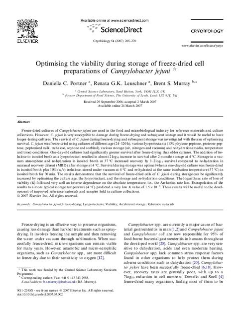 Pdf Optimising The Viability During Storage Of Freeze Dried Cell