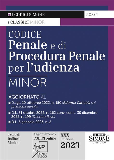 Codice Penale E Procedura Penale Udienza Minor Edizioni Simone