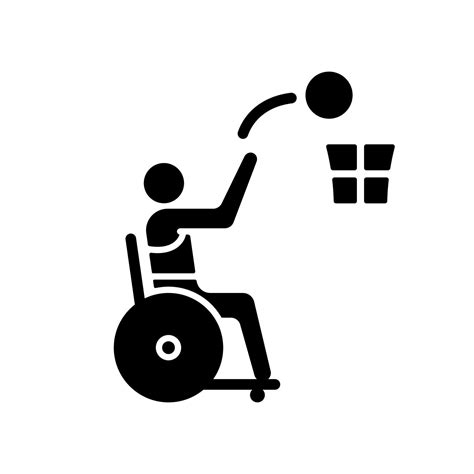 icône de glyphe noir de basket ball en fauteuil roulant sport de balle