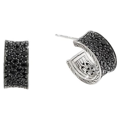 John Hardy Carved Chain Pave J Hoop Earring Ebs9004974blsbn For Sale At