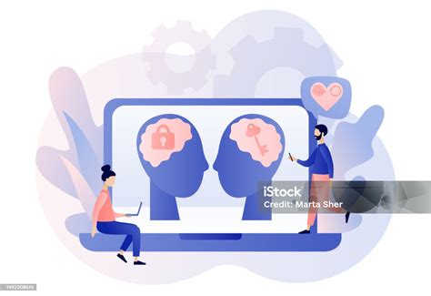 감성 지능 공감과 정서적 연결 심리학과 정신 건강 개념 온라인 의사 소통 기술 현대 평면 만화 스타일입니다 흰색 배경에 벡터