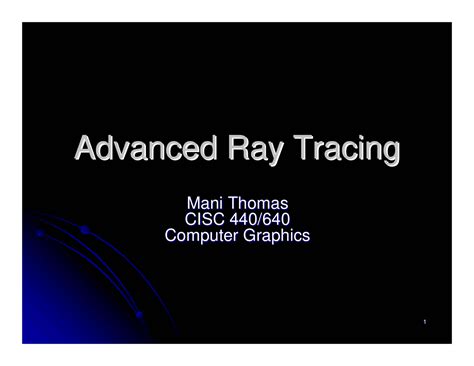 Distributed Ray Tracing And Advanced Sampling Techniques In Computer