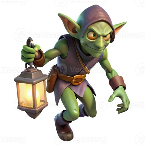 Beautiful Traditional A Cunning Goblin Rogue Sneaking Through A Shadowy