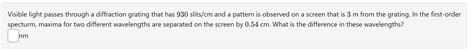 Solved Visible Light Passes Through A Diffraction Grating