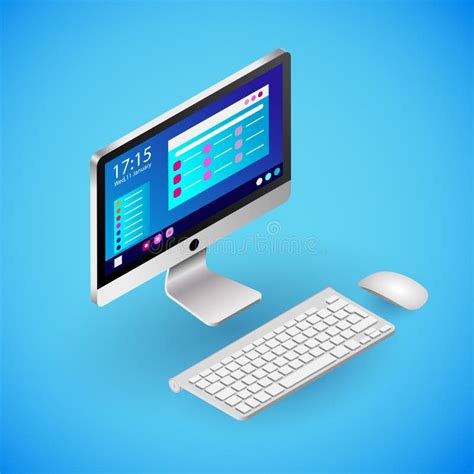 realistic desktop pc in isometry vector isometric illustration of