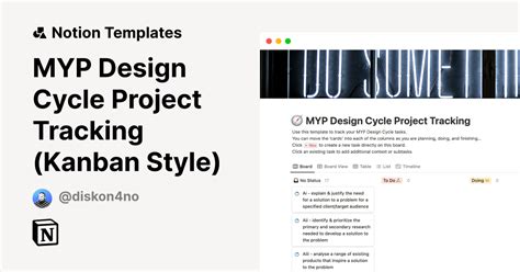 Myp Design Cycle Project Tracking Kanban Style Template By Jason