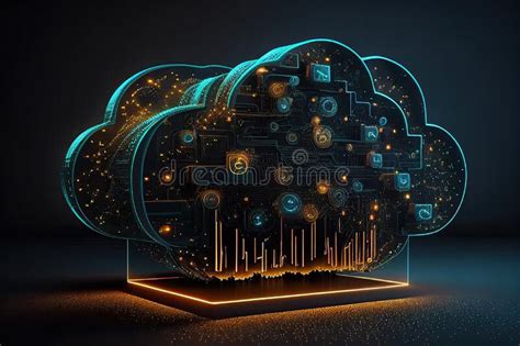 Cloud Compution On Data Server Cloud Technology Stock Illustration