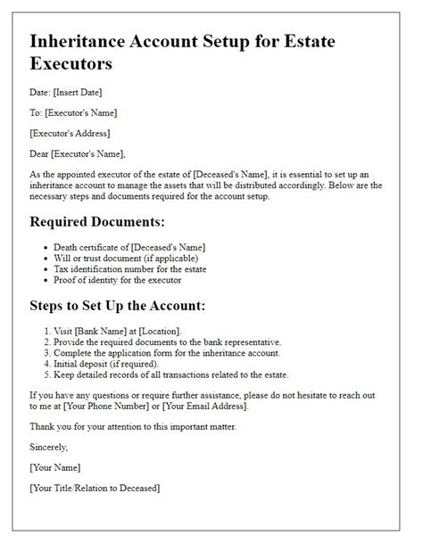 Letter Template For Inheritance Account Setup Free Samples In Pdf Letterin