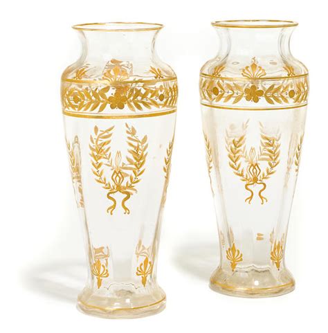 Bonhams A Pair Of Neoclassical Style Gilt Heightened Glass Vases