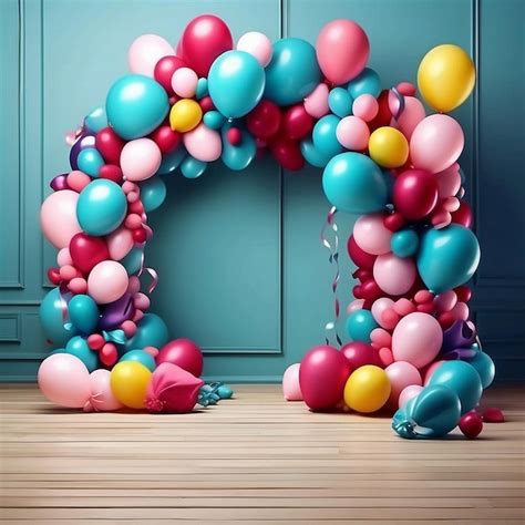 Premium Photo Balloon Decoration Birthday Background Party Balloons