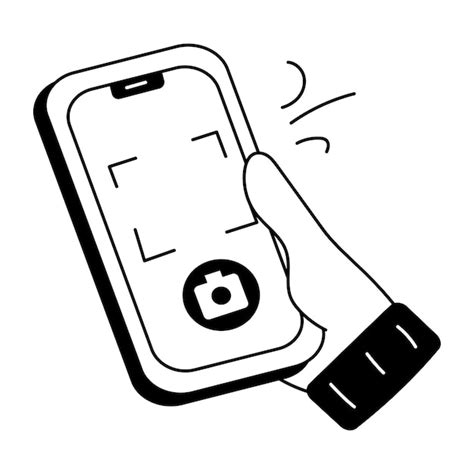 Premium Vector A Hand Drawn Icon Of Mobile Camera