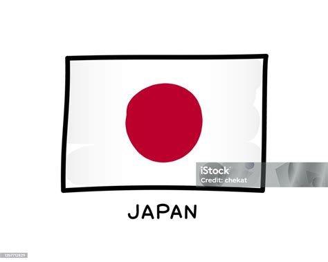 일본 국기 일본 국기 다채로운 로고 손으로 그린 빨간색과 흰색 브러시 스트로크 검은 색 윤곽선 벡터 일러스트레이션 0명에 대한 스톡 벡터 아트 및 기타 이미지 Istock