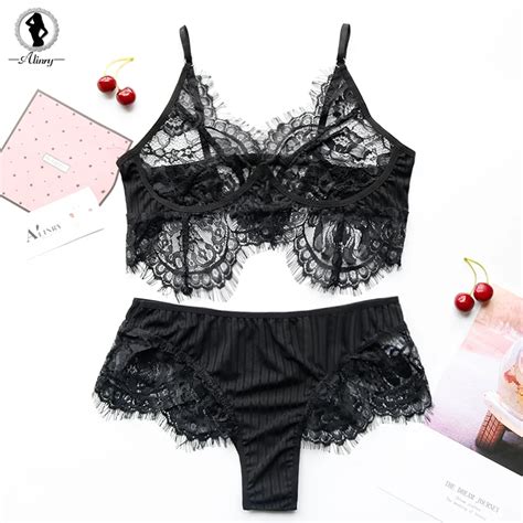 Alinry Sexy Bra Set 34 Cup Push Up Lace Brassiere Wire Free Women