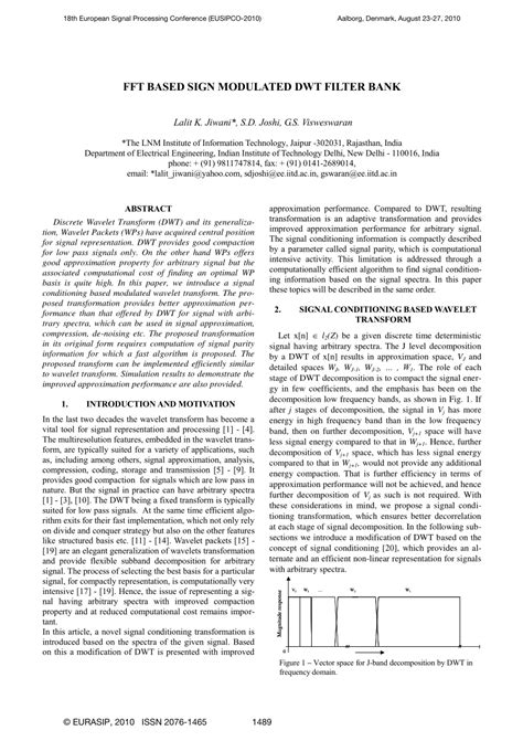 Pdf Fft Based Sign Modulated Dwt Filter Bank