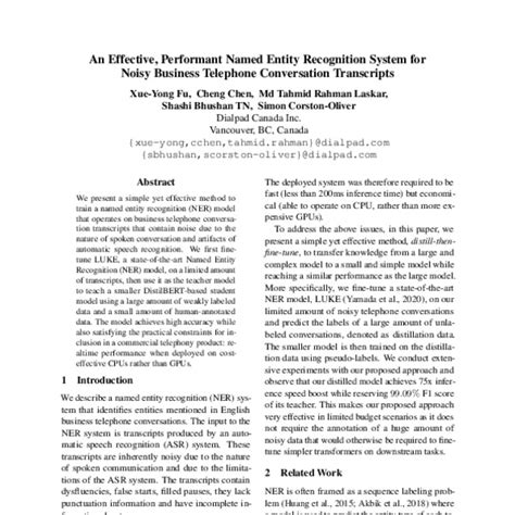An Effective Performant Named Entity Recognition System For Noisy