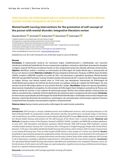 Pdf Mental Health Nursing Interventions For The Promotion Of Self