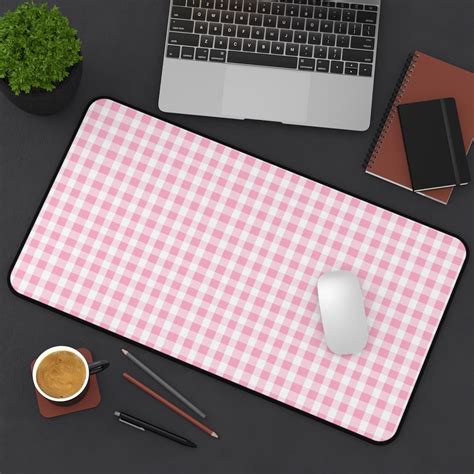Pink Gingham Desk Mat Pastel Checkered Mouse Pad For Cozy Workspace Etsy