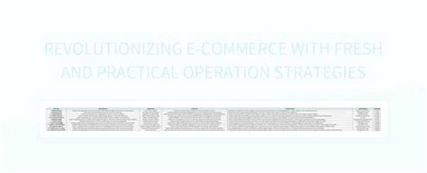 Revolutionizing E Commerce With Fresh And Practical Operation Strategies Excel Template Free