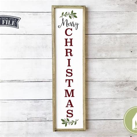 Merry Christmas Vertical Sign SVG Cut File Vertical Etsy