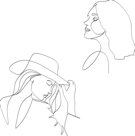 Premium Vector Woman Portrait Line Artvector Illustration
