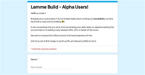 Rohan Kulkarni On Linkedin Lemme Build Alpha Users