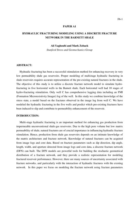 Pdf Hydraulic Fracturing Modeling Using A Discrete Fracture Network
