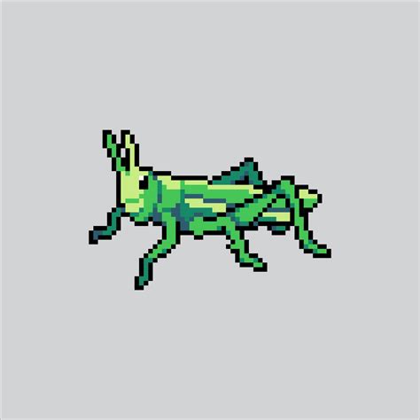 Pixel Art Illustration Grasshopper Pixelated Green Insect Grasshopper
