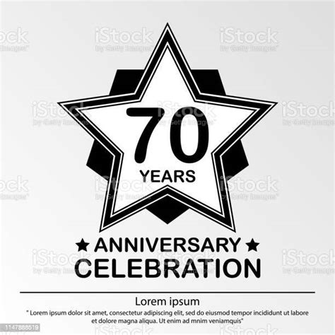 70 주년 기념 축 하 기념 초대장 인사말 카드 흰색 배경에 고립 된 별 모양으로 기념일 로고 벡터 일러스트 레이 션 템플릿