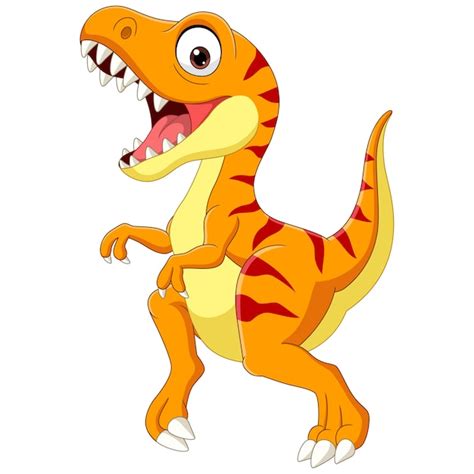 흰색 배경에 고립 된 만화 티라노사우루스 프리미엄 벡터