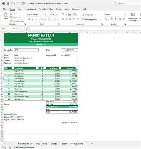 Excel Dynamic Data Entry Excel Expert Behance