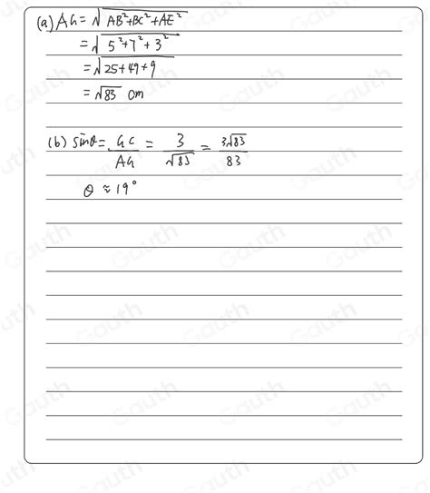 Solved The Diagram Shows A Cuboid Abcdefgh Ab5cm Bc7cm Ae3cm A