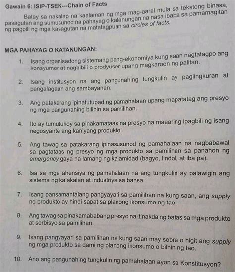 Gawain 6 ISIP TSEK Chain Of Facts Batay Sa StudyX