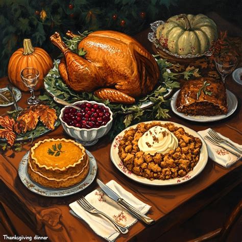 Traditional Thanksgiving Dinner Turkey Stuffing Cranberry Sauce And