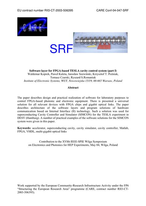 Pdf Software Layer For Fpga Based Tesla Cavity Control System